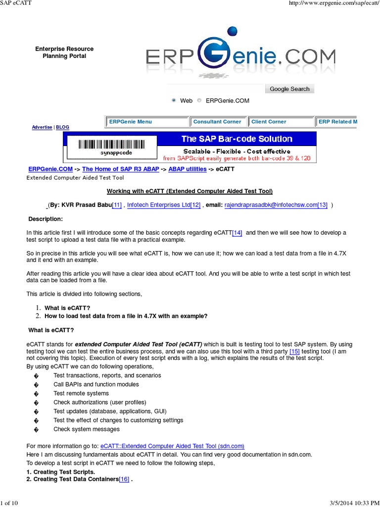 The Home of Sap R3 Abap Abap Utilities: Erpgenie Menu Consultant Corner Client Corner Erp ...