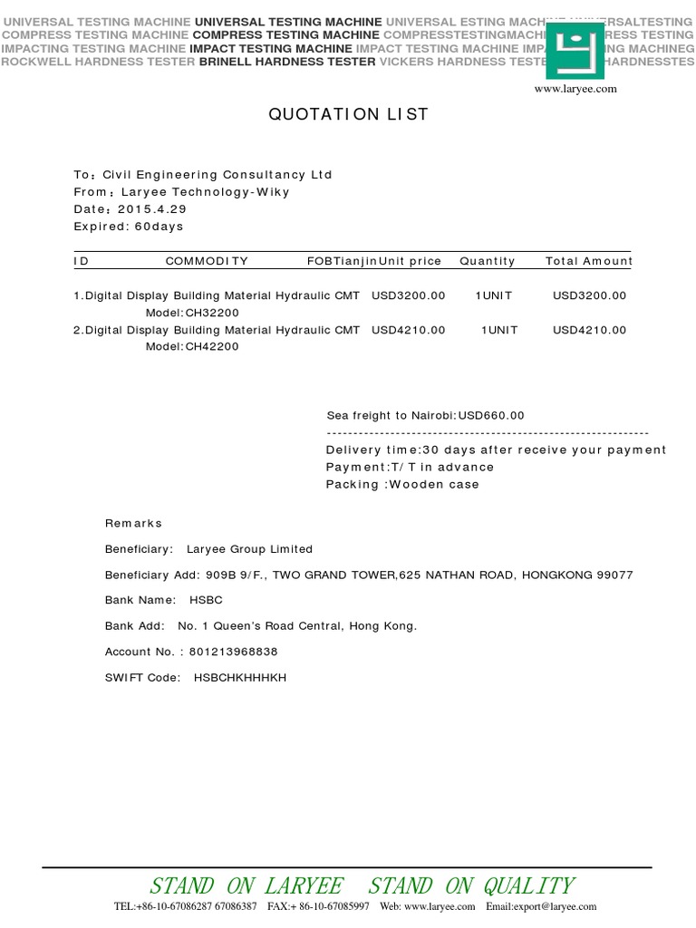 Stand On Laryee Stand On Quality: Quotation List | PDF | Computers