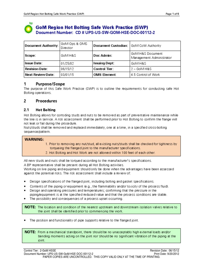Hot Bolting | PDF | Gas Technologies | Pipe (Fluid Conveyance)