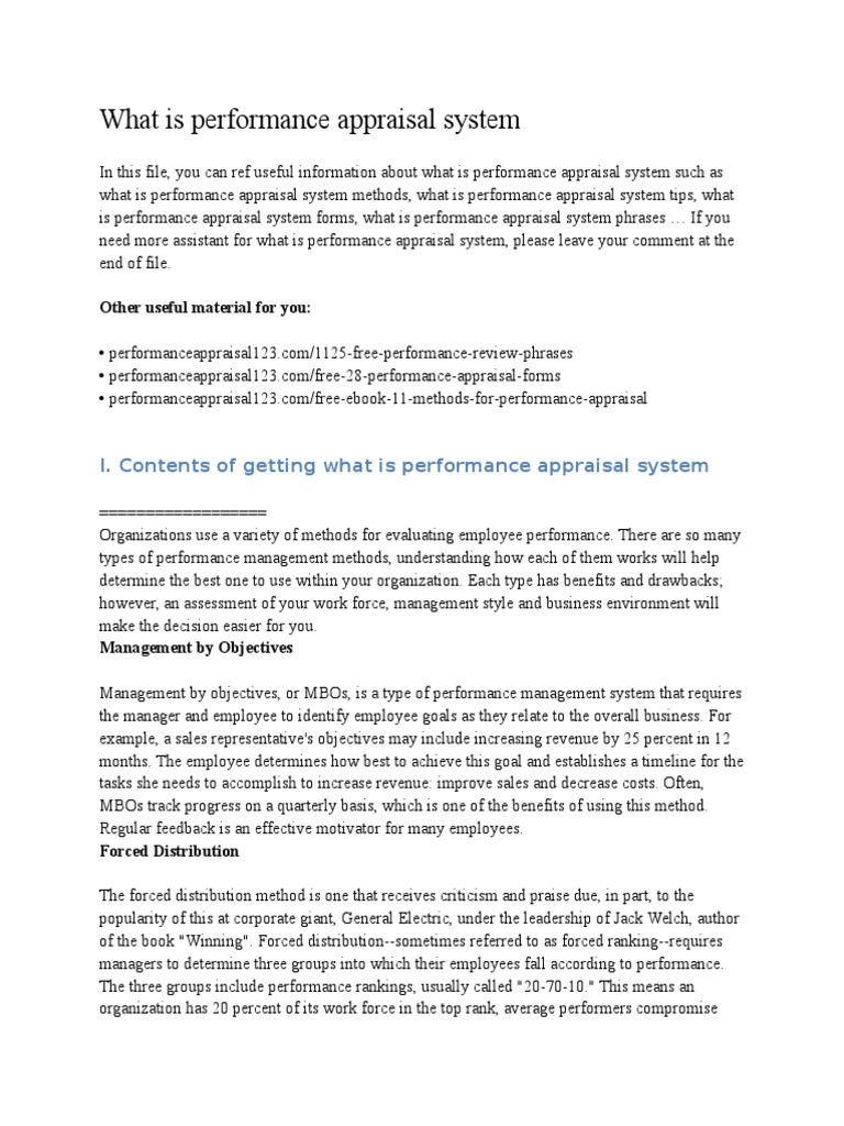 What Is Performance Appraisal System | PDF | Performance Appraisal ...