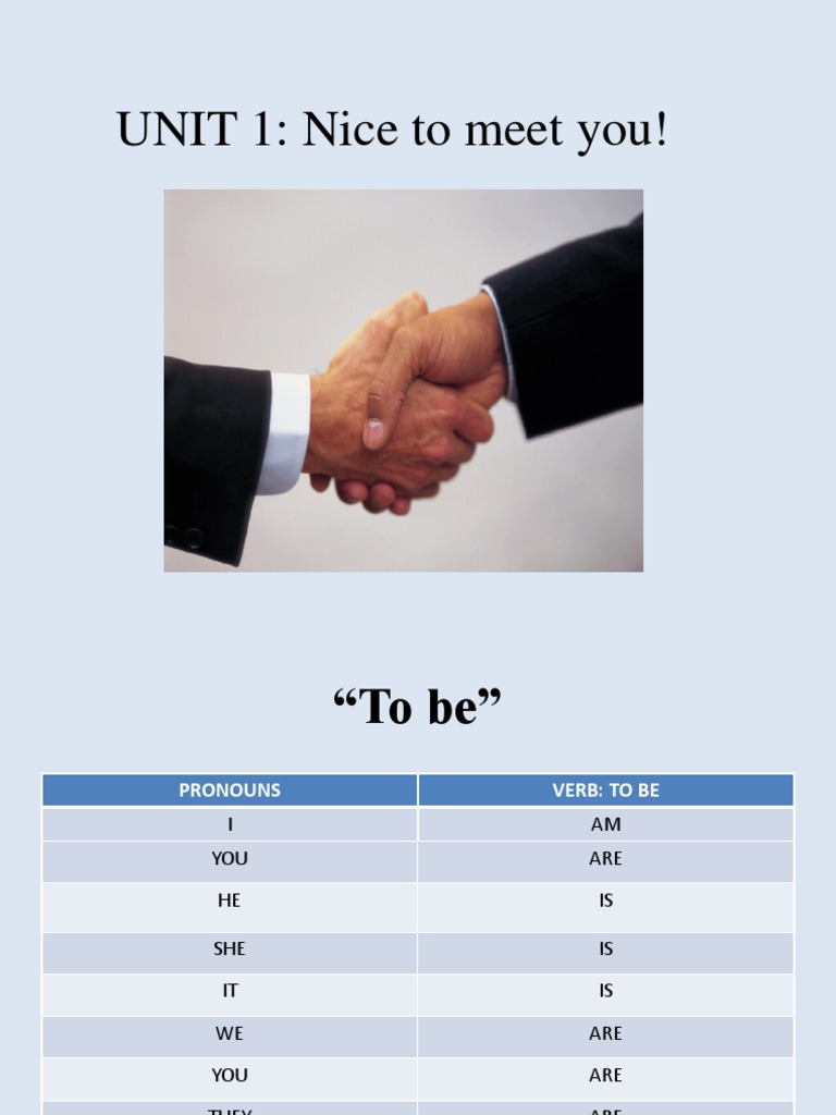 UNIT 1: Nice To Meet You! | Download Free PDF | Grammatical Number ...