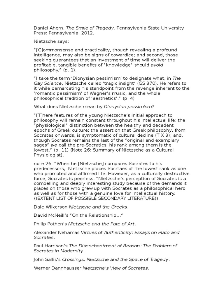 Daniel Ahern - The Tragic Smile | PDF | Friedrich Nietzsche | Pessimism
