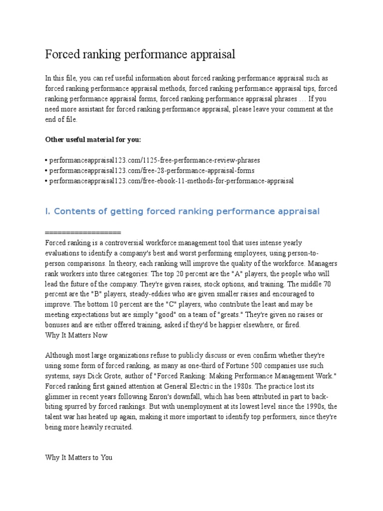 Forced Ranking Performance Appraisal | PDF | Performance Appraisal ...