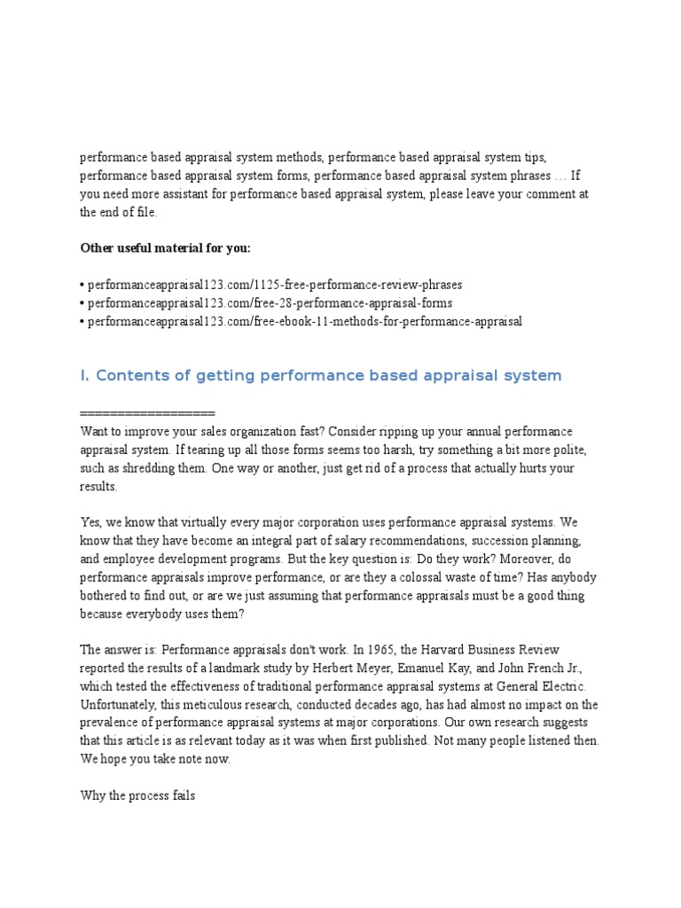 Performance Appraisal System Insights | PDF | Performance Appraisal ...