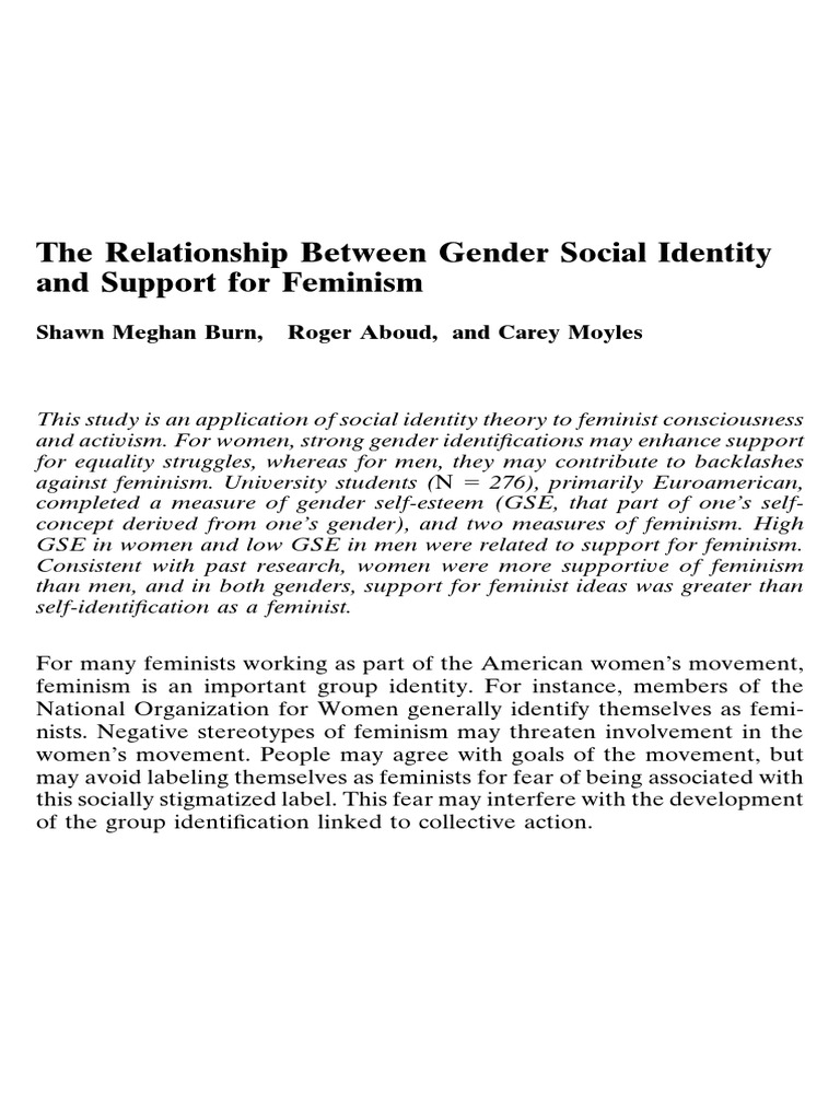 Gender Social Identity | PDF | Gender Role | Feminism