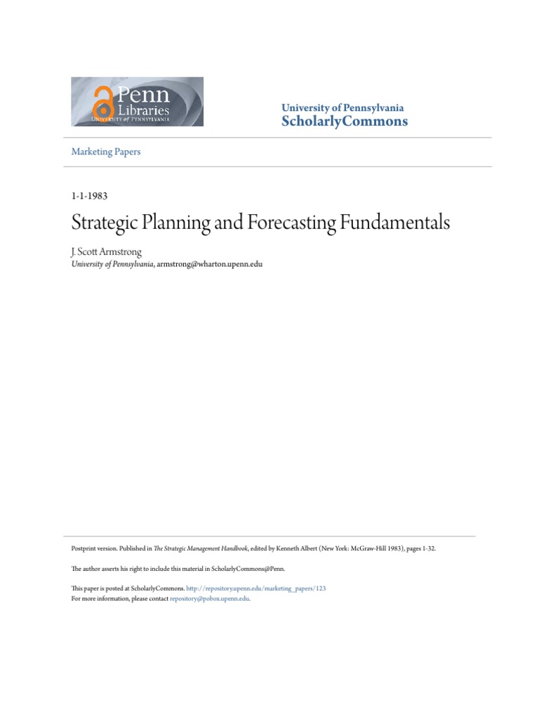 Strategic Planning Forecasting Fundamentals | PDF | Strategic ...