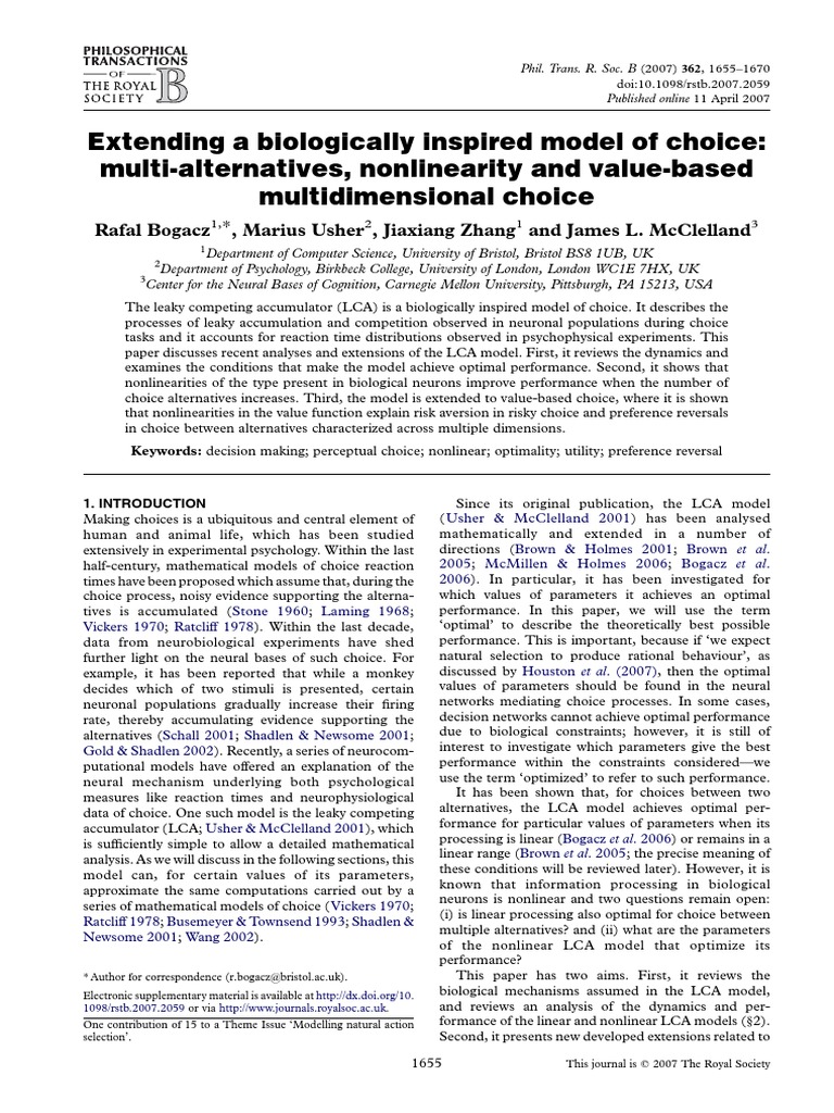 Extending A Biologically Inspired Model of Choice: Multi-Alternatives ...