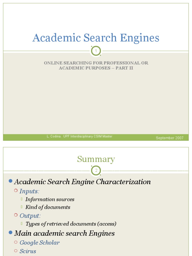 Academic Search Engines: Online Searching For Professional or Academic ...