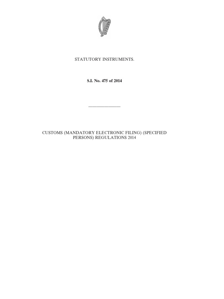 Statutory Instruments.: S.I. No. 475 of 2014 | PDF | Virtue | Public Law