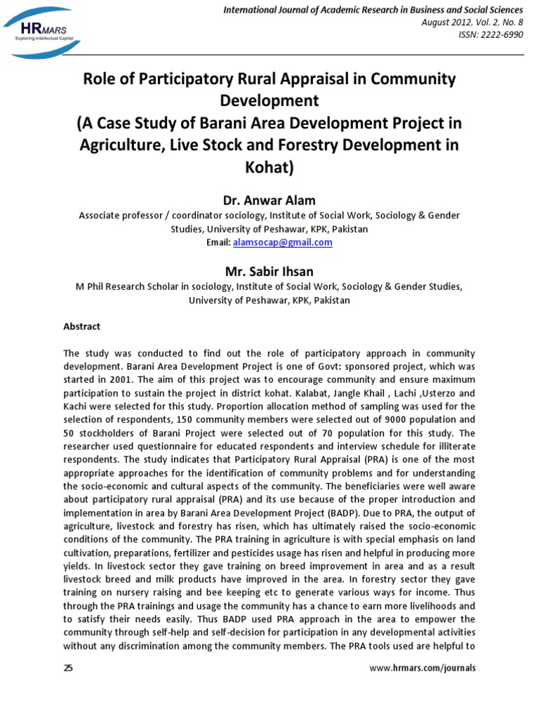 Role of Participatory Rural Appraisal in Community.pdf | Agriculture ...