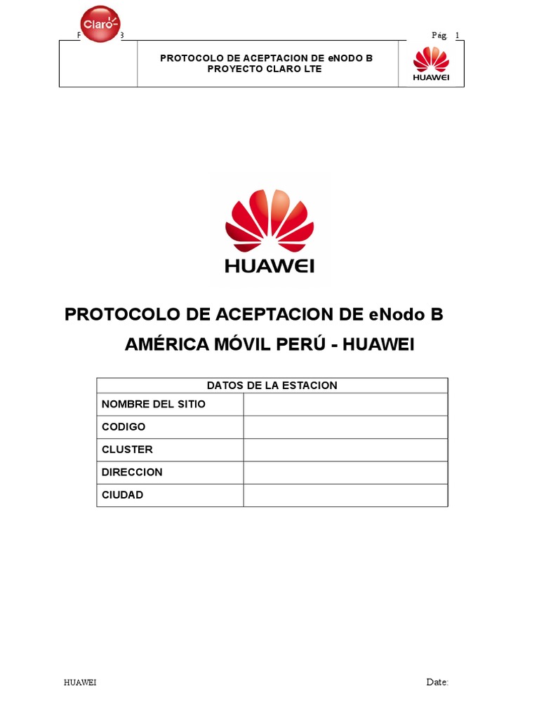 Protocolo Acept LTE ENodeB DBS3900 Huawei | PDF | Contraseña | Informática