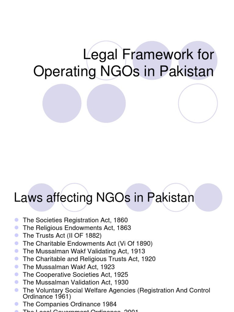 Legal Framework For NGOs in Pakistan | PDF | Nonprofit Organization ...