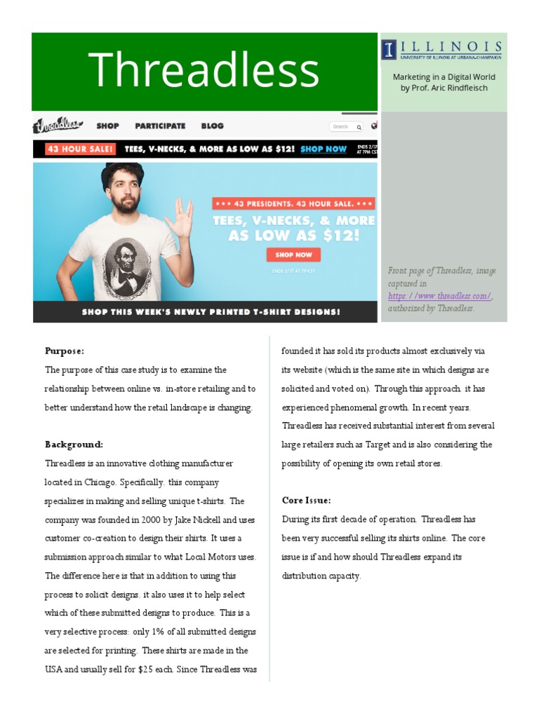 Threadless Marketing Case Study - Digital to Physical Shift | PDF | Retail | Digital Distribution