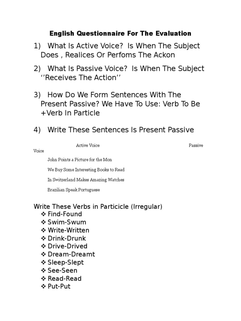 English Active and Passive Voice Guide | PDF | Career & Growth ...