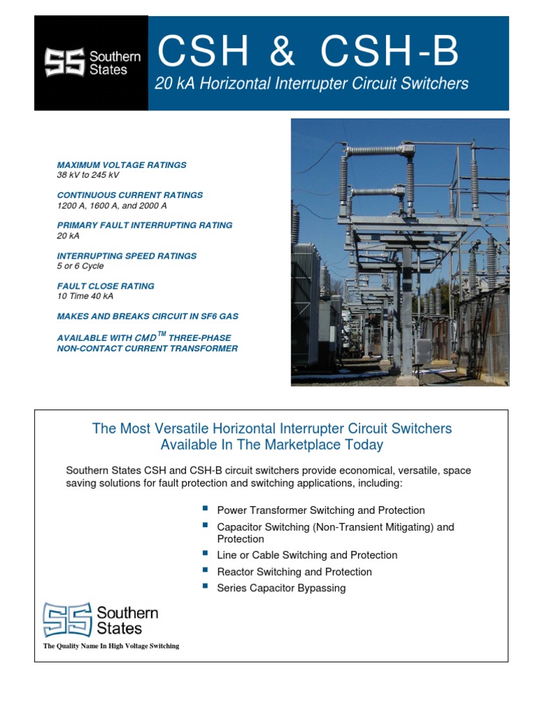 CSH & CSH-B. 20 Ka Horizontal Interrupter Circuit Switchers | PDF ...