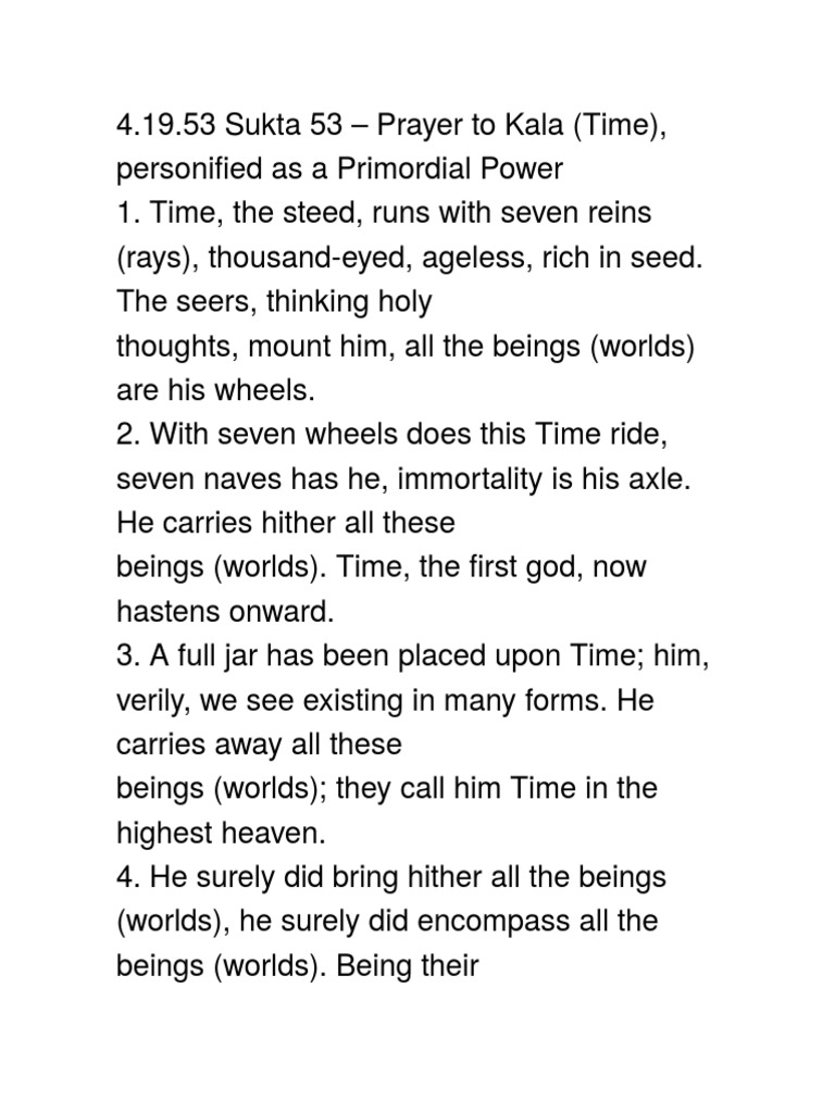 Prayer to Kala: The Essence of Time | PDF | Mythology | Indian Religions