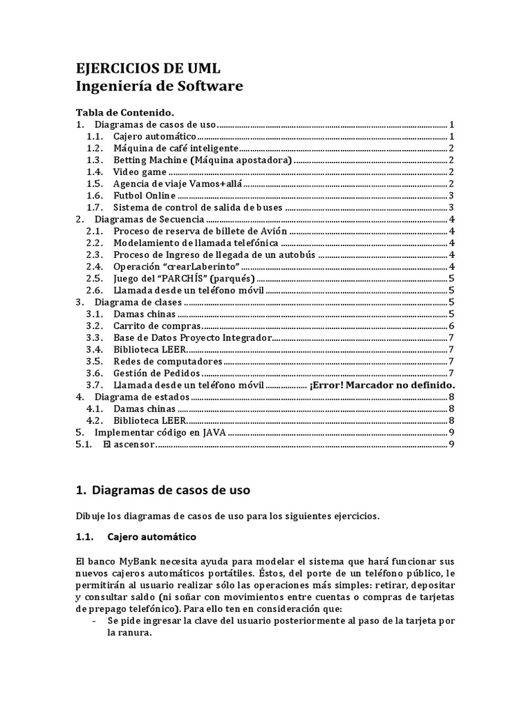 Ejercicios de Uml | PDF | Informática | Informática y tecnología de la información