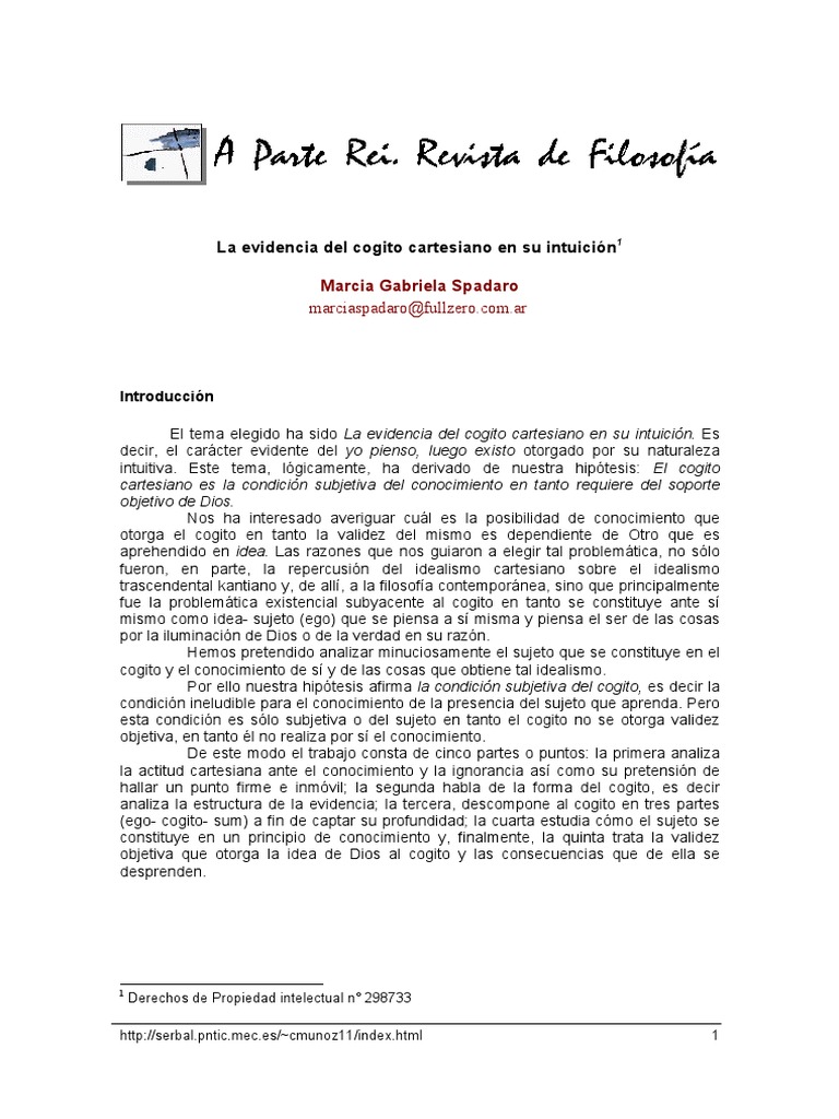 La Evidencia Del Cogito Cartesiano | PDF | René Descartes | Evidencia