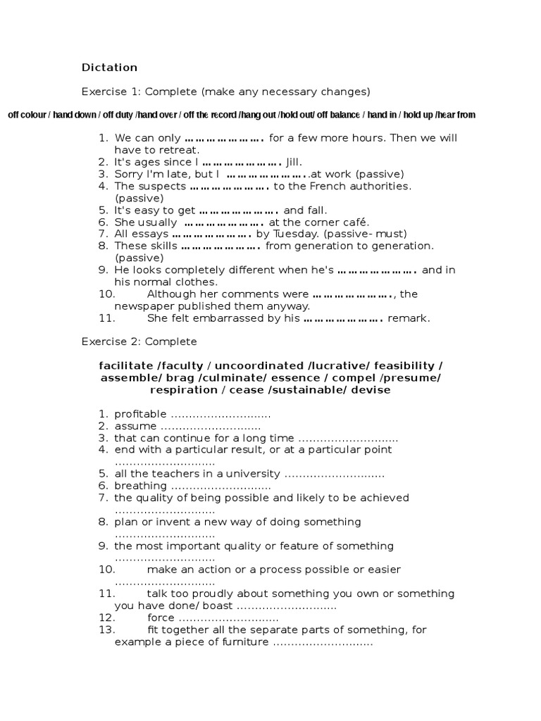 Advanced Dictation Exercises PDF | PDF