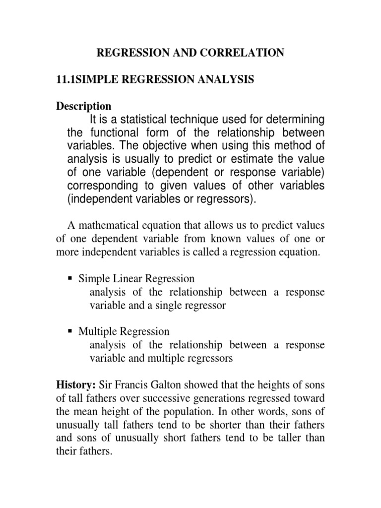 Simple Regression and Correlation Analysis | PDF | Regression Analysis | Correlation And Dependence
