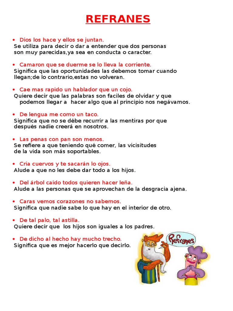 Significados de Refranes Populares | PDF