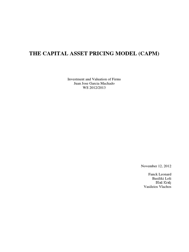 Unit 5 - 1 - Paper - CAPM | PDF | Beta (Finance) | Capital Asset ...