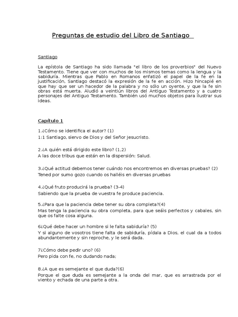 Todas Las Preguntas de Santiago | PDF | Creencia religiosa y doctrina ...