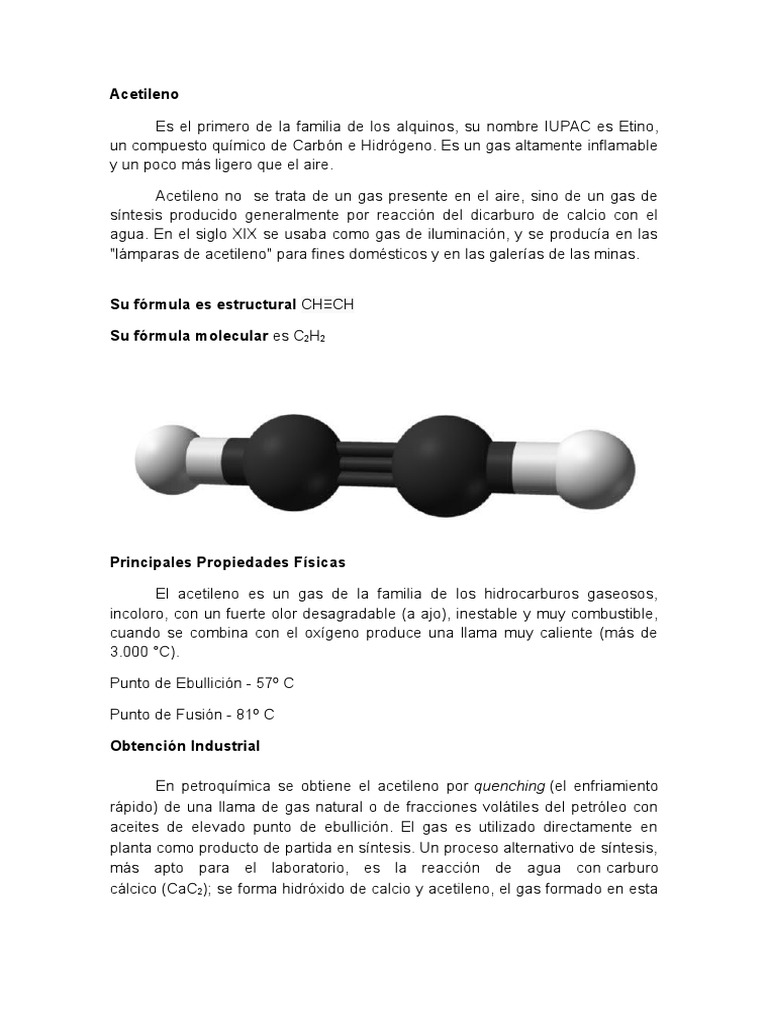 Propiedades y Usos del Acetileno | PDF | Industria química | Gases ...