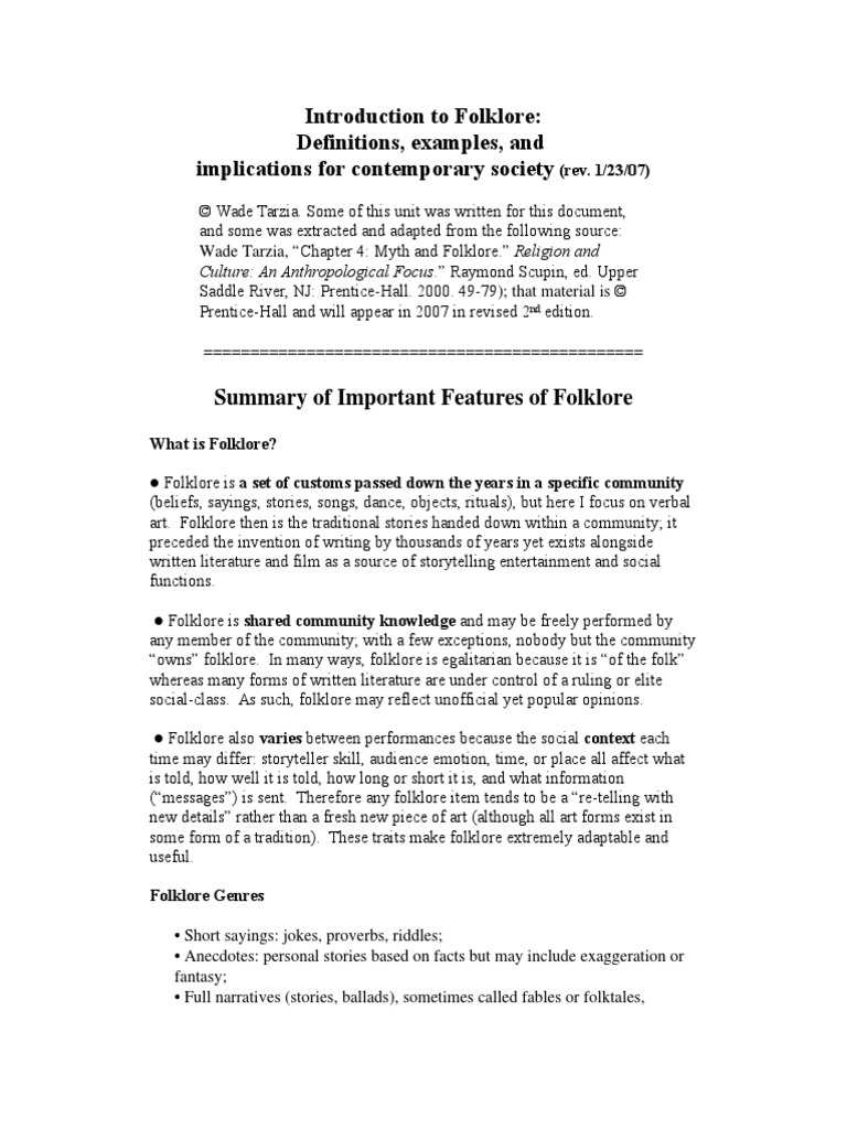 Folklore Introduction For The Literary Student2 | PDF | Folklore | Jokes