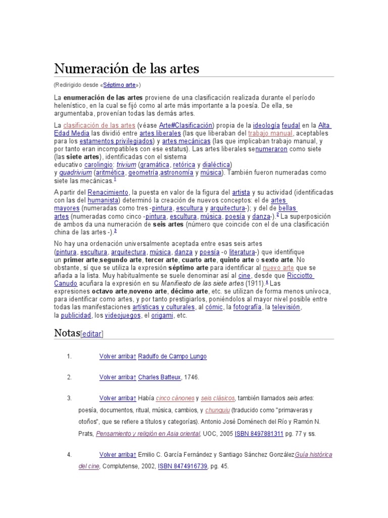 Numeración de Las Artes | PDF | Las artes | Epistemología