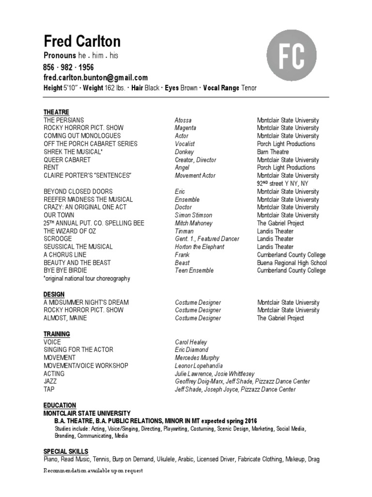Fred Carlton Resume | PDF | Art | Classics