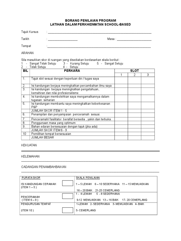 Borang Penilaian Program | PDF