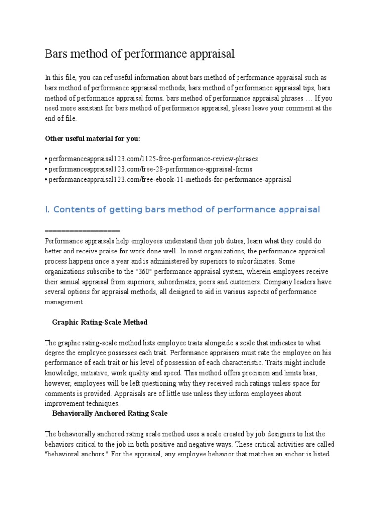 BARS Appraisal Guide for Managers | PDF | Performance Appraisal | Cognition