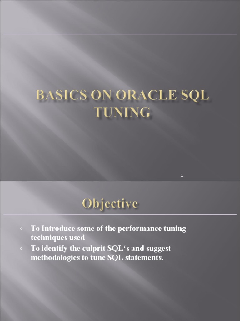 Oracle Sql Performance Tuning Techniques Pdf Database Index Sql