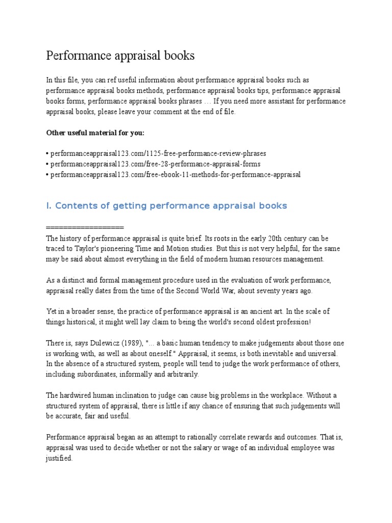 Guide to Performance Appraisal Books | PDF | Performance Appraisal ...