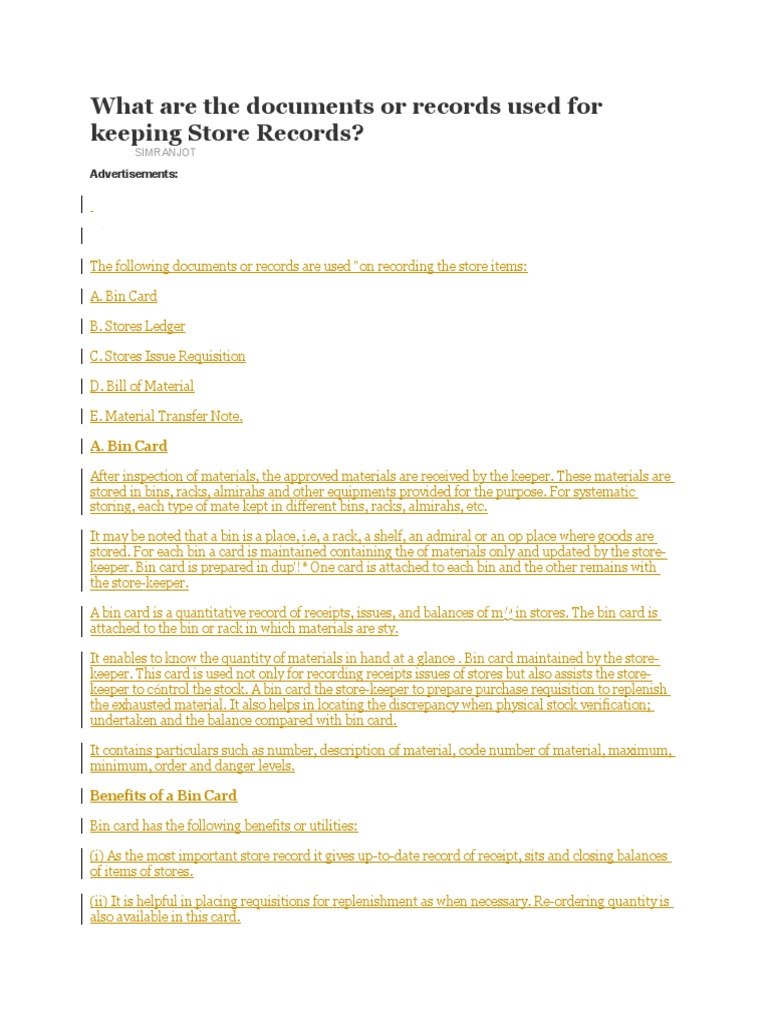 Store Records | Download Free PDF | Warehouse | Shelf Life