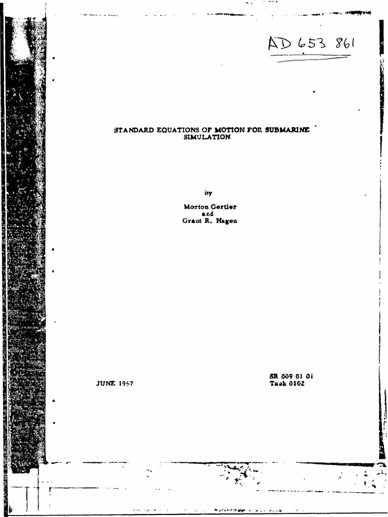 Standard Equations of Motion For Submarine Simulation | PDF | Fluid ...