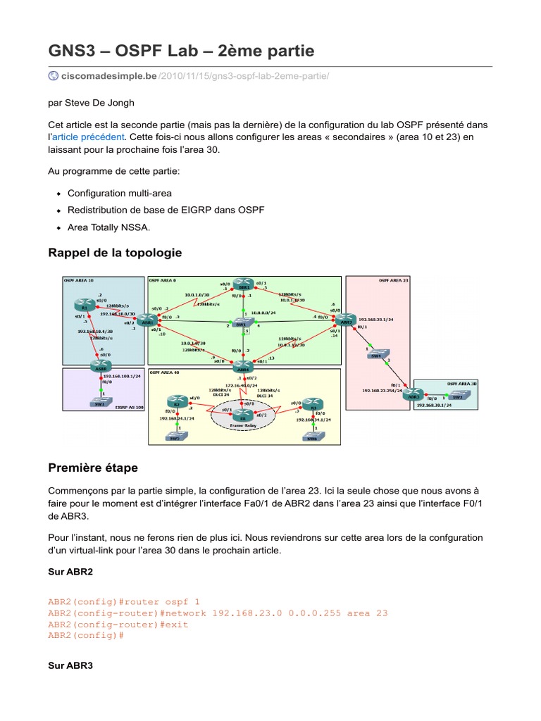 Configuration OSPF Lab avec GNS3 | PDF | Protocoles réseau | Standards ...