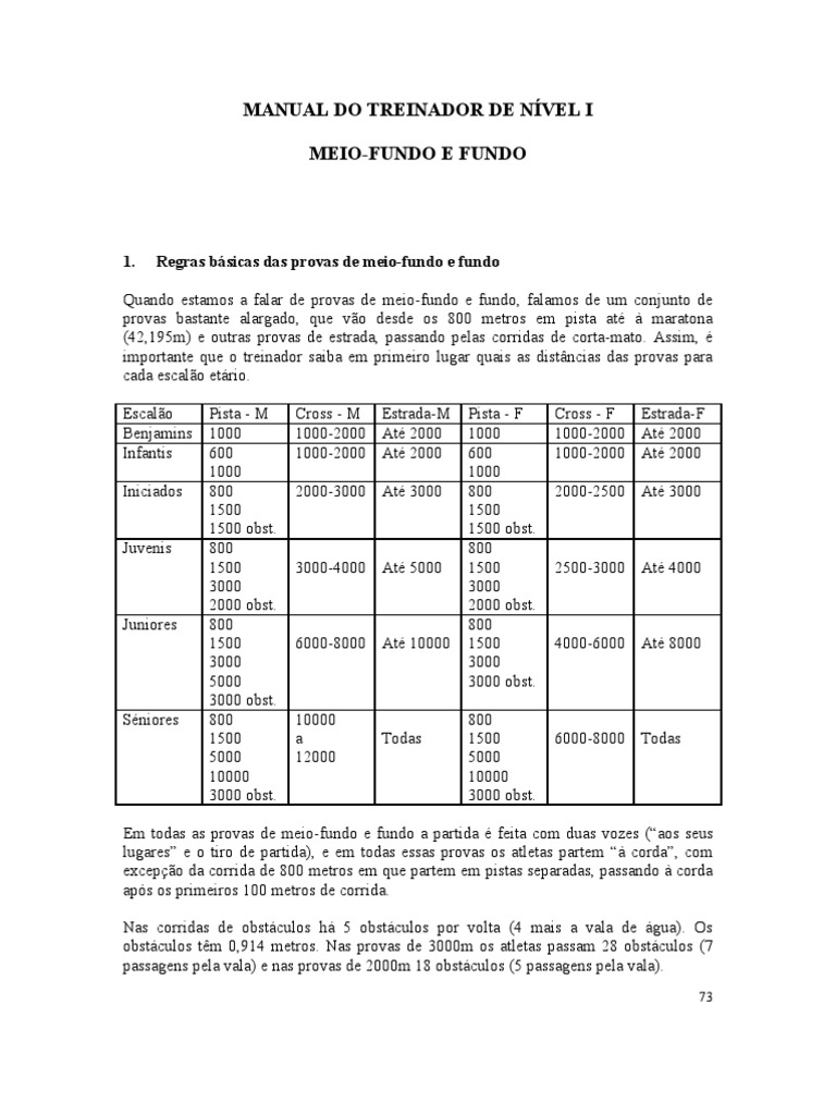 Manual Do Treinador de Nível I Meio-Fundo | PDF | Atletismo (esporte ...