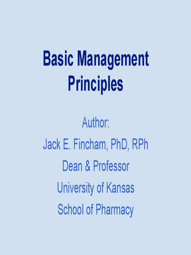 Basic Management Principles PDF | PDF