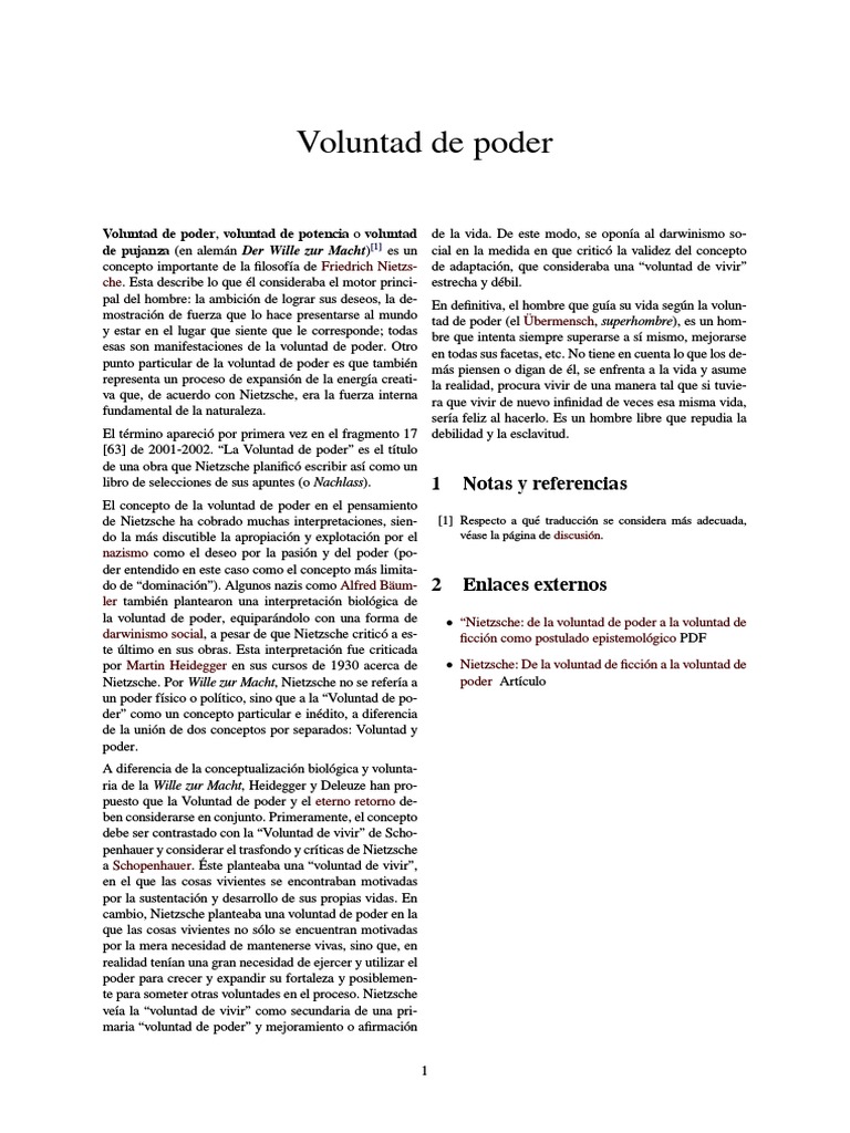 Sobre La Voluntad de Poder en Nietzsche | PDF | Metafísica | Teorías ...
