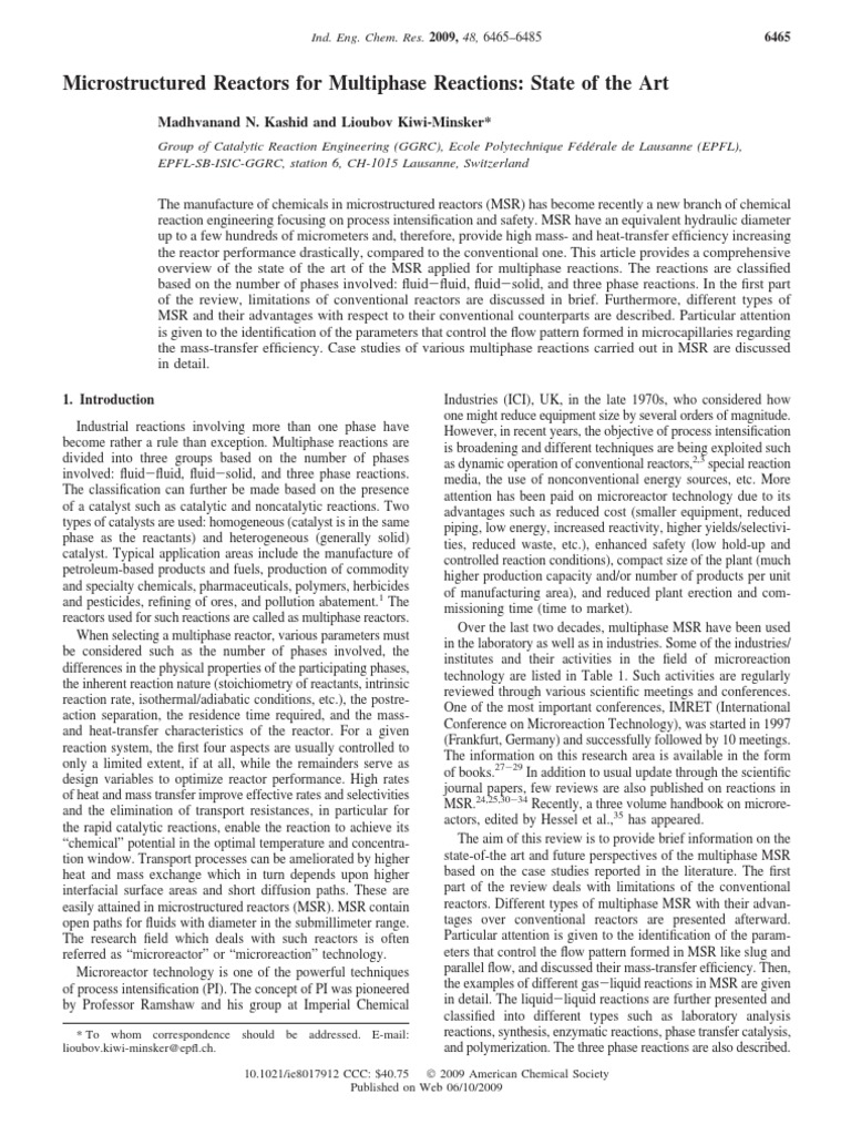 Falling Film | PDF | Chemical Reactor | Chemical Reactions