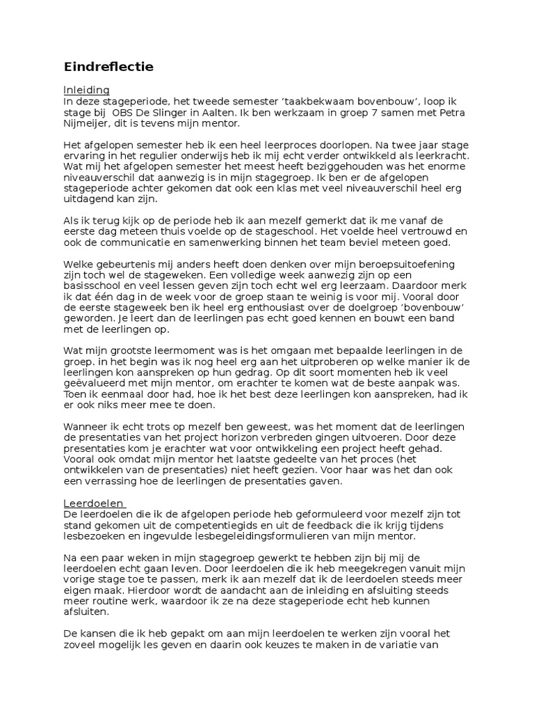 Eindreflectie | PDF