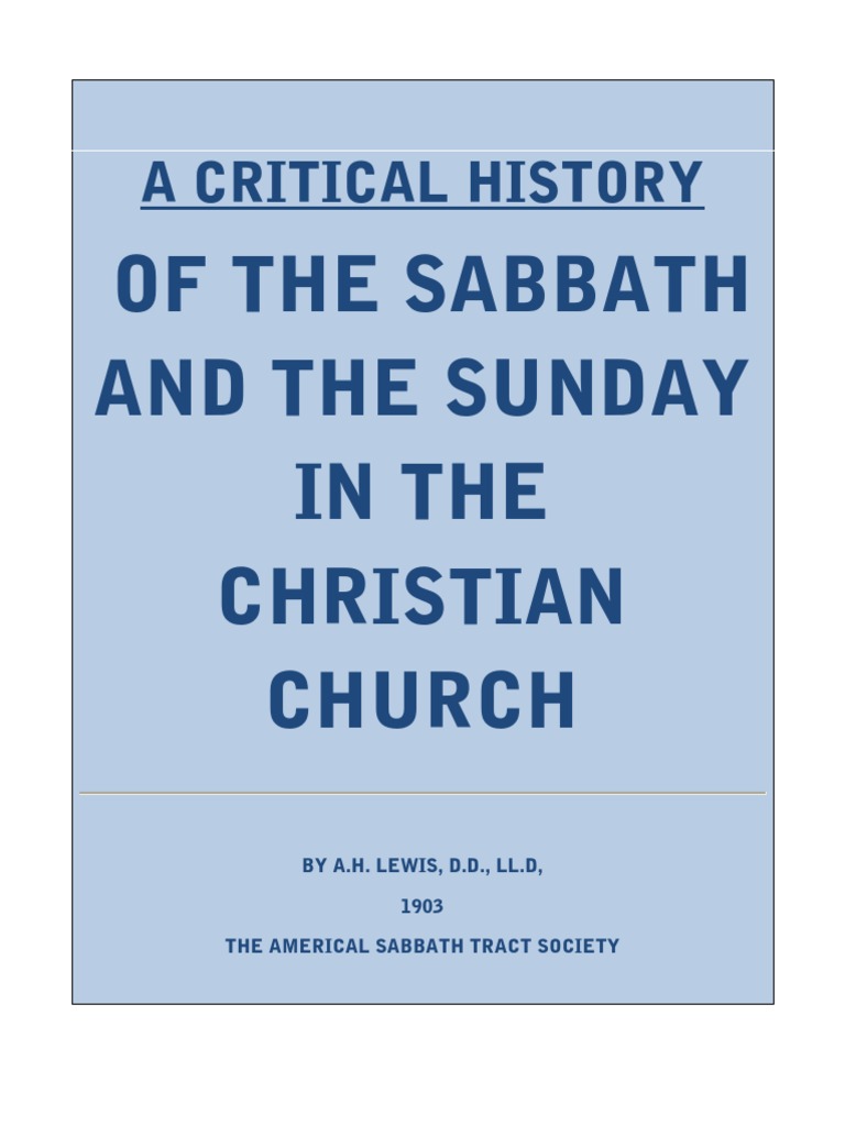 A Critical History of Sabbath and Sunday | PDF | Sabbath In ...