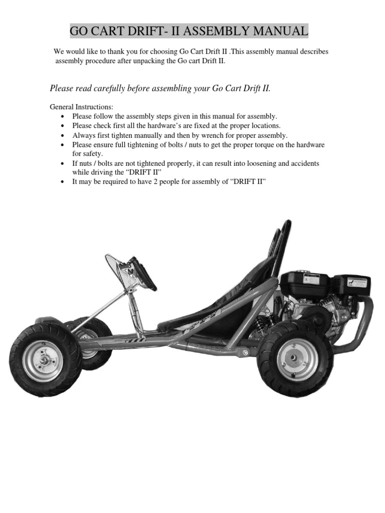 Go Cart Drift II Assembly Guide | PDF | Nut (Hardware) | Throttle