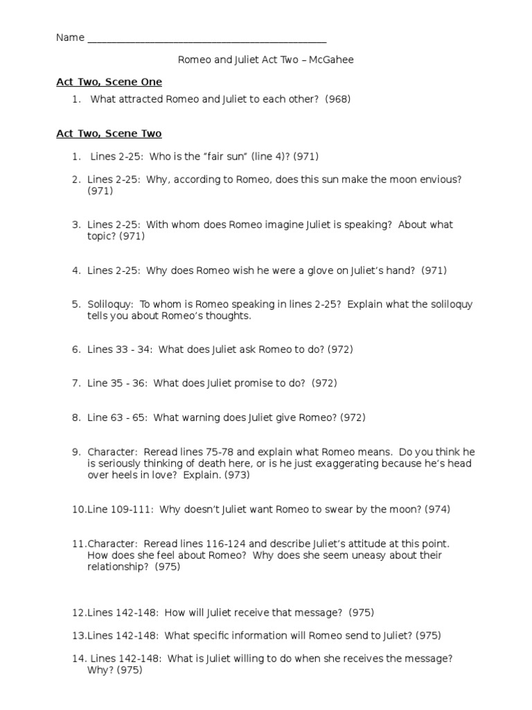 Romeo and Juliet Act 2 Study Guide | PDF | Travel