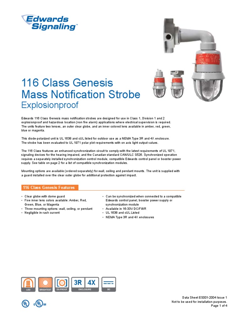 Edwards Signaling 116DEGEXA-FJ Data Sheet | Download Free PDF | Dynamic ...