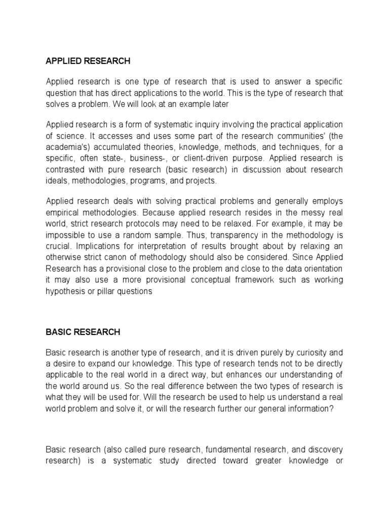 Applied Research | PDF | Basic Research | Neurology