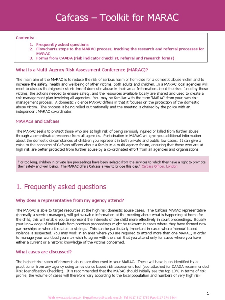 Cafcass-Toolkit For MARAC | PDF | Domestic Violence | Violence