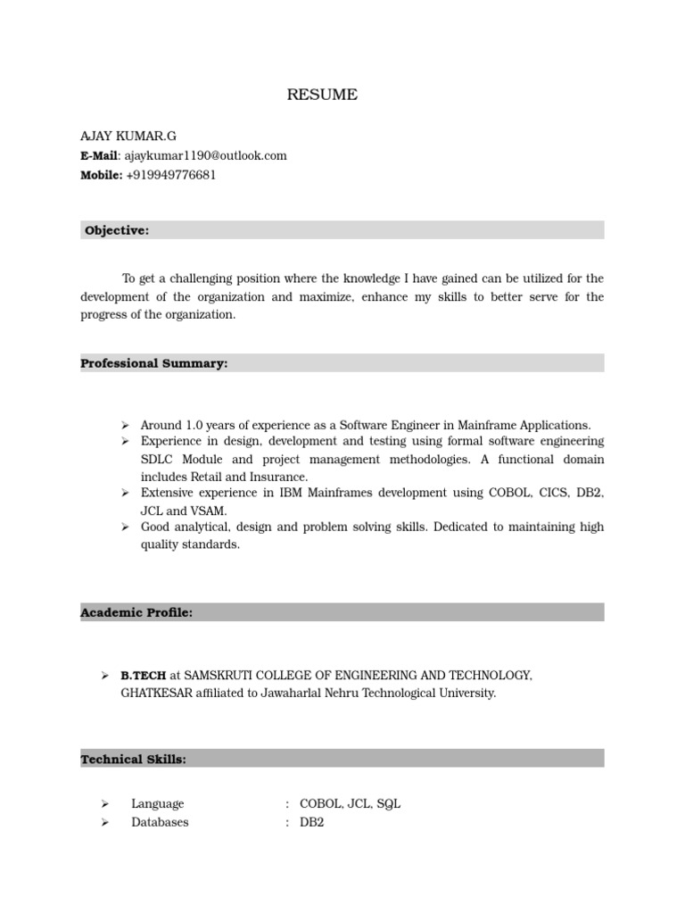 Resume: Ajay Kumar.G | PDF